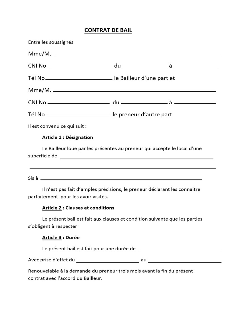 Contrat de Bail | PDF