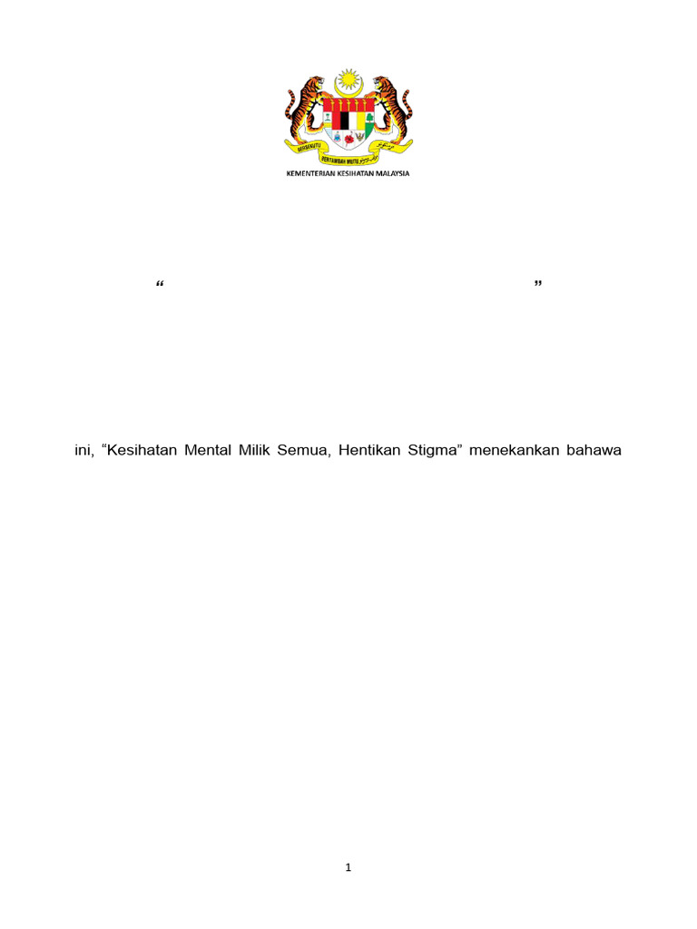 KENYATAAN MEDIA KKM 10 OKT 2023 - HARI KESIHATAN MENTAL SEDUNIA | PDF