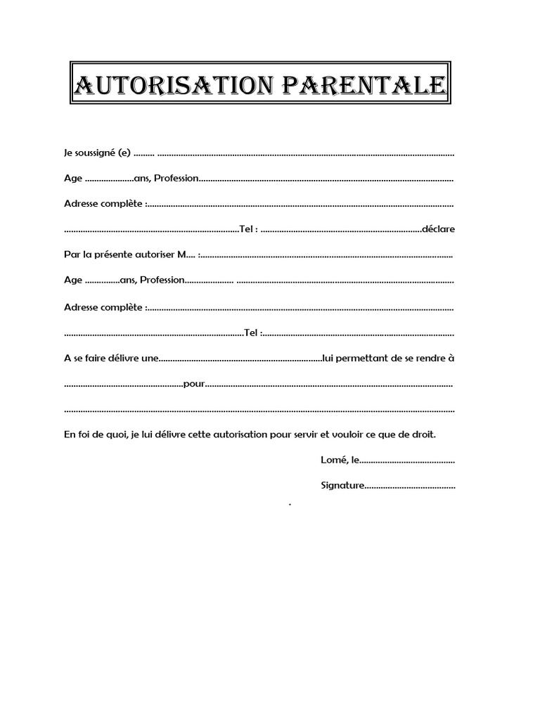Autorisation Parentale | PDF
