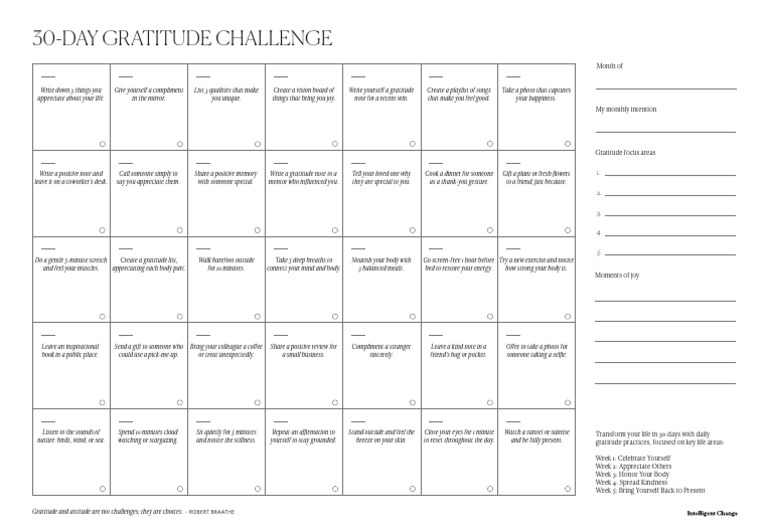 30-Day Gratitude Challenge Guide | PDF | Gratitude
