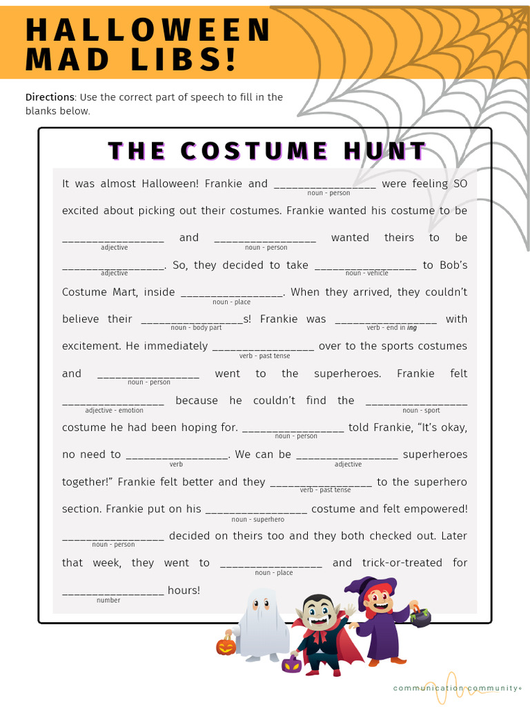 HalloweenWorksheetMadLibs 1 | PDF | Verb | Adjective