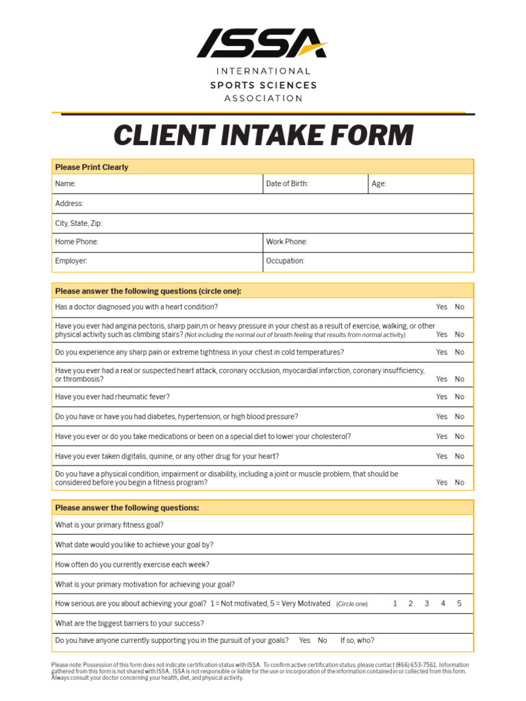 ISSA Client Intake Form | PDF