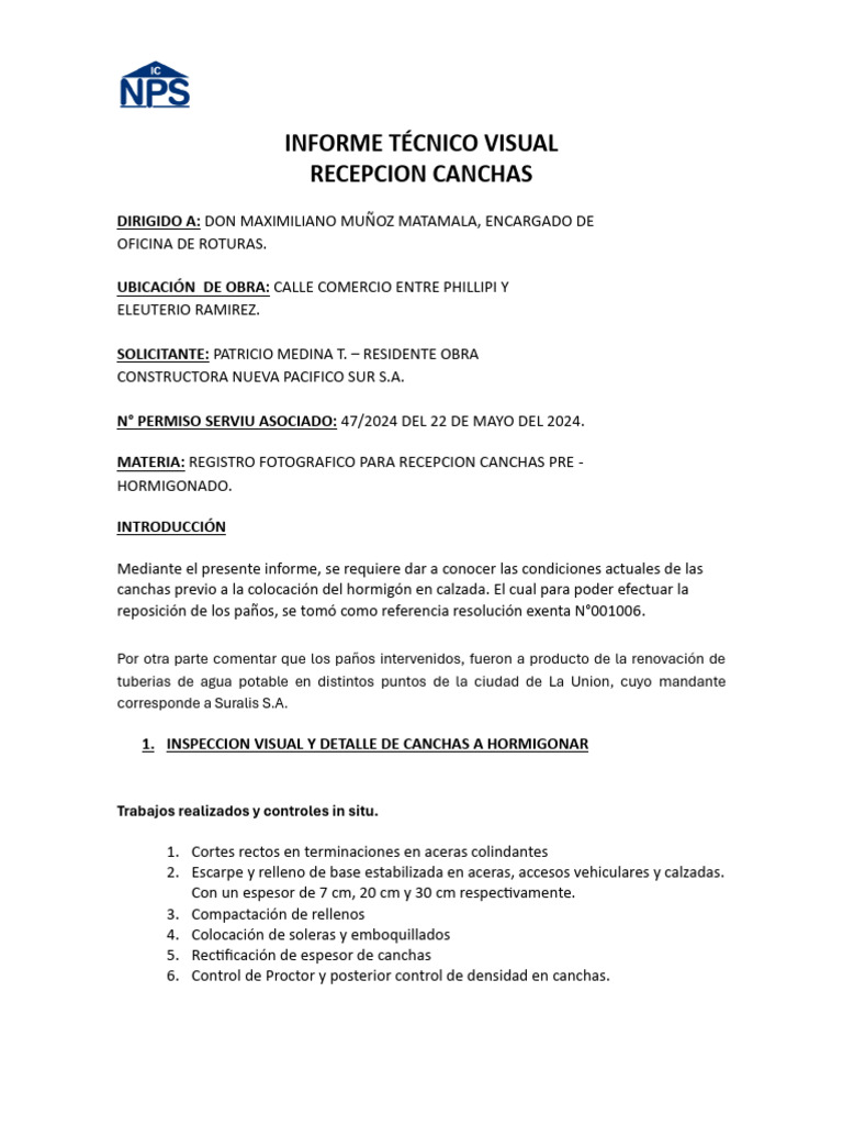 INFORME TÉCNICO VISUAL N°1 (NPS) rev.01 | PDF
