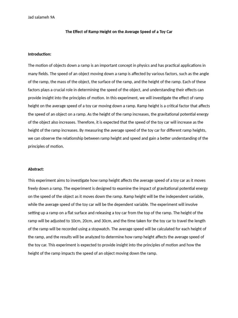 Toy Car Physics Lab Report | PDF