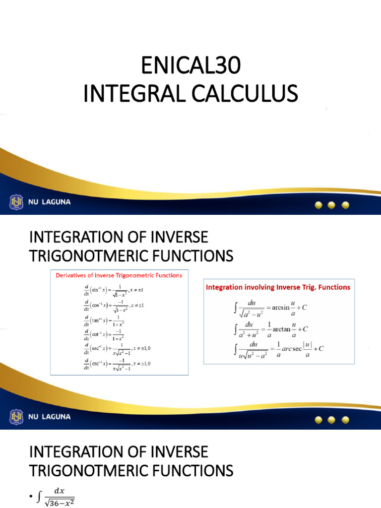 Enical30 Integration of Inverse Trigonometric Functions | PDF