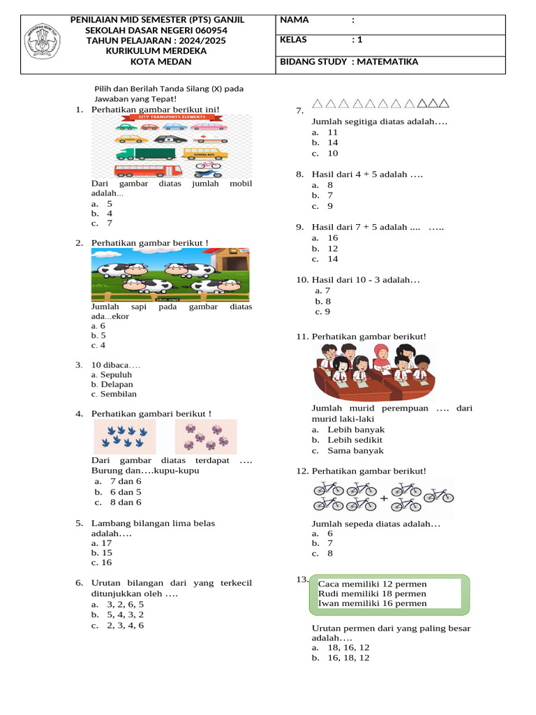 PTS MTK SEMESTER 1 | PDF