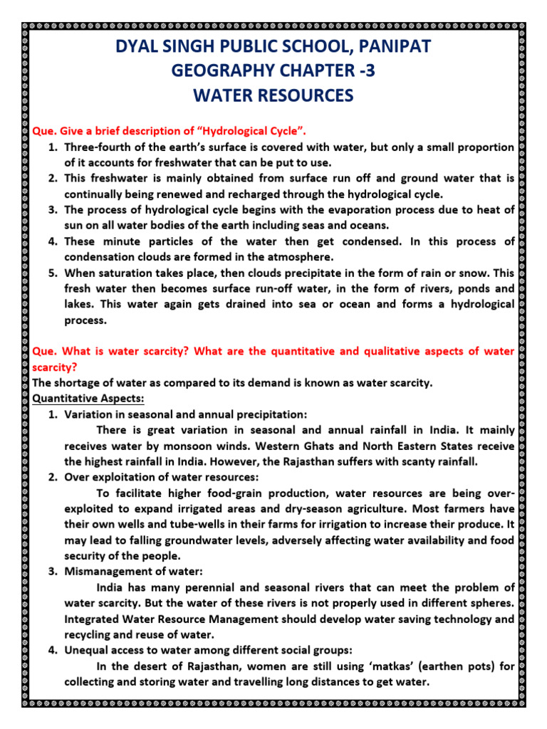 CH-3 Water Resources by Sunil | PDF