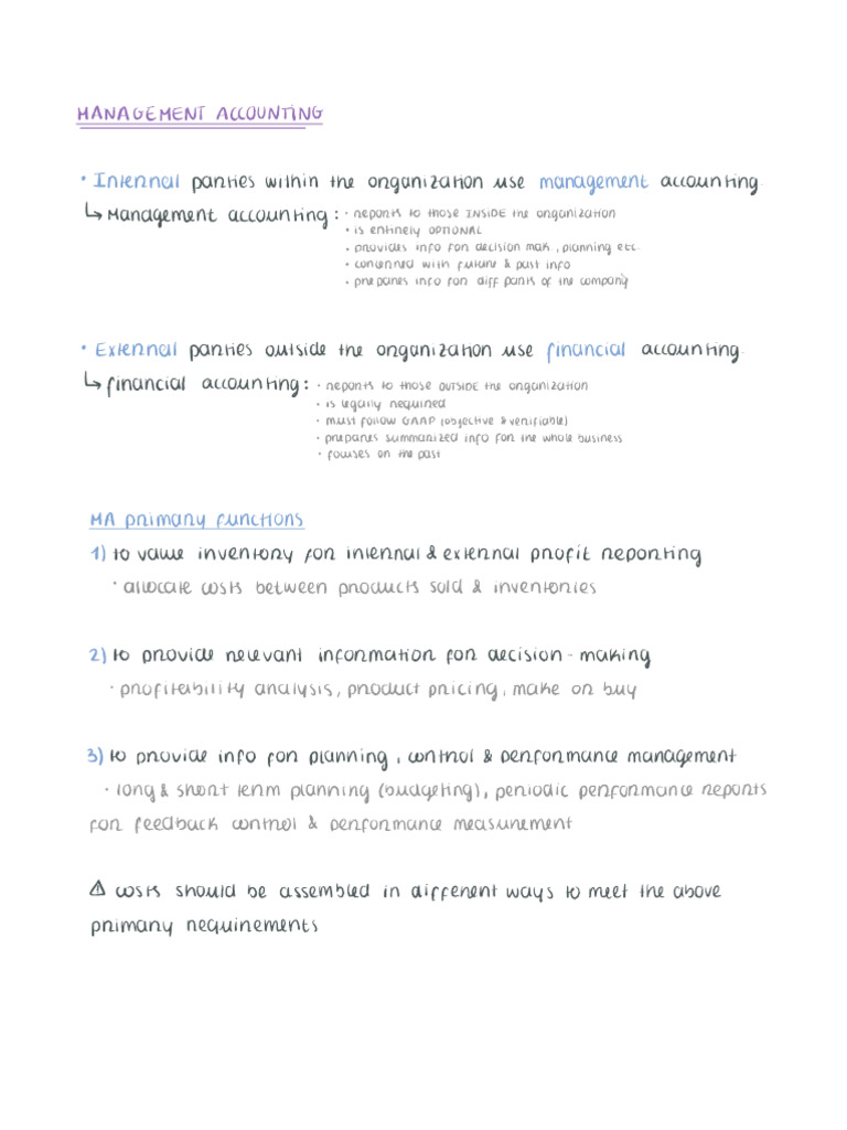 Notes Management Accounting | PDF