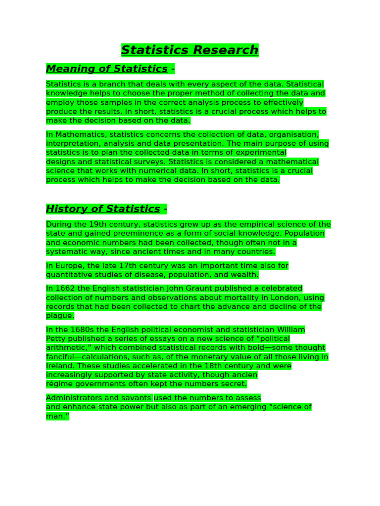 Statistics Definition | PDF