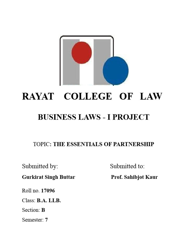 Business Laws - I Project | PDF