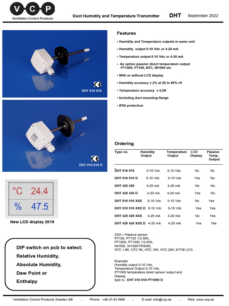 duct-humidity-temperature-transmitter-dht | PDF