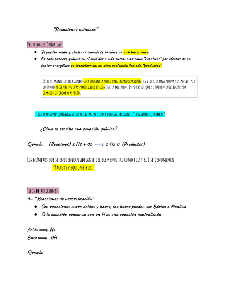 Reacciones Químicas | PDF | Reacciones químicas | Ciencia y matemáticas