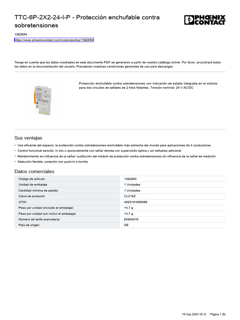 Phoenix Contact 1362694 Es | PDF | Technology & Engineering