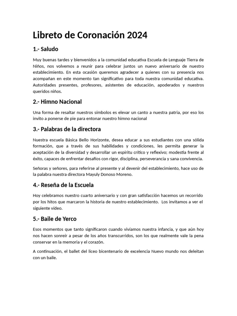 Libreto de Coronación | PDF