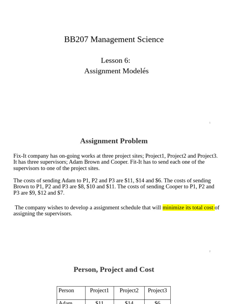 Lesson 6 Assignment Model | PDF