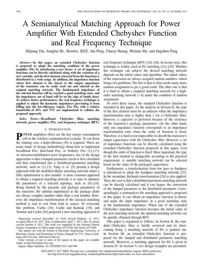A Semianalytical Matching Approach For Power Amplifier With Extended ...
