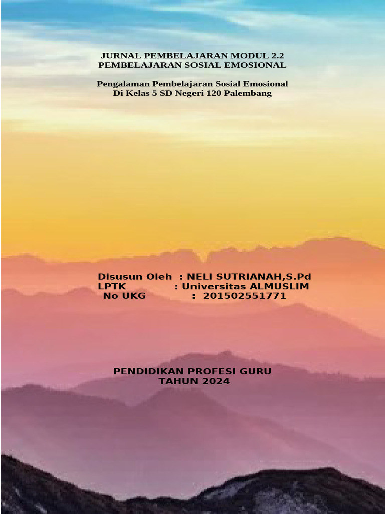 Neli Sutrianah-Jurnal Pembelajaran Sosial Emosional-Ppg Piloting 3 | PDF