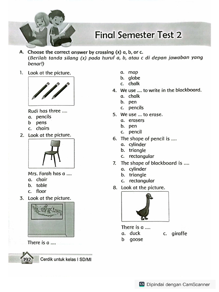 Final Test English Kelas 1 Sem 2 Pdf