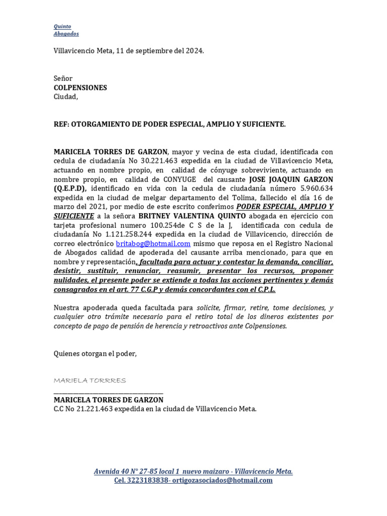 Poder Pago Colpensiones. | PDF