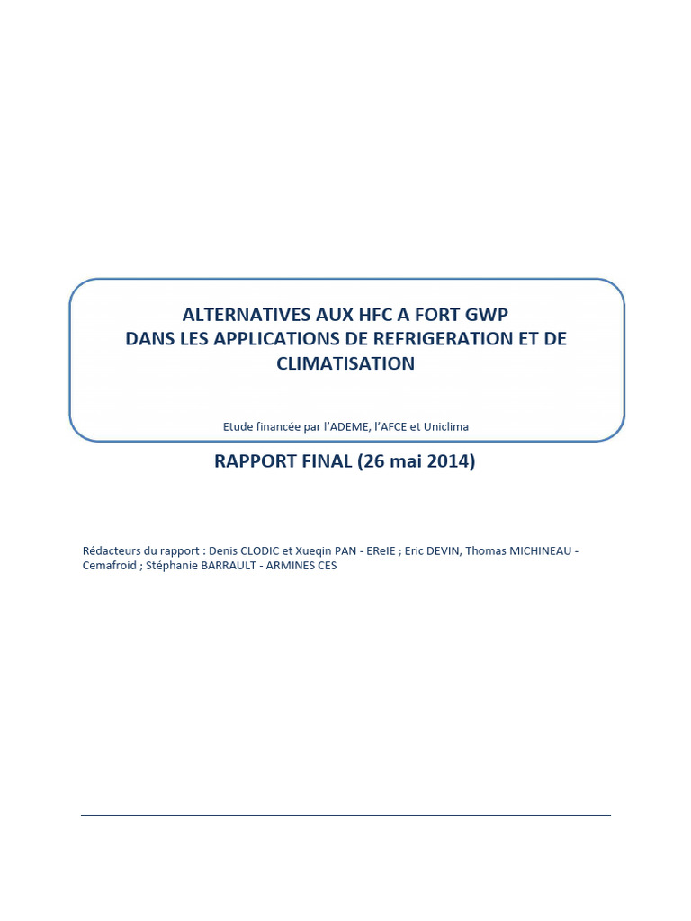 2 Extraits Rapport Alternatives HFC | PDF