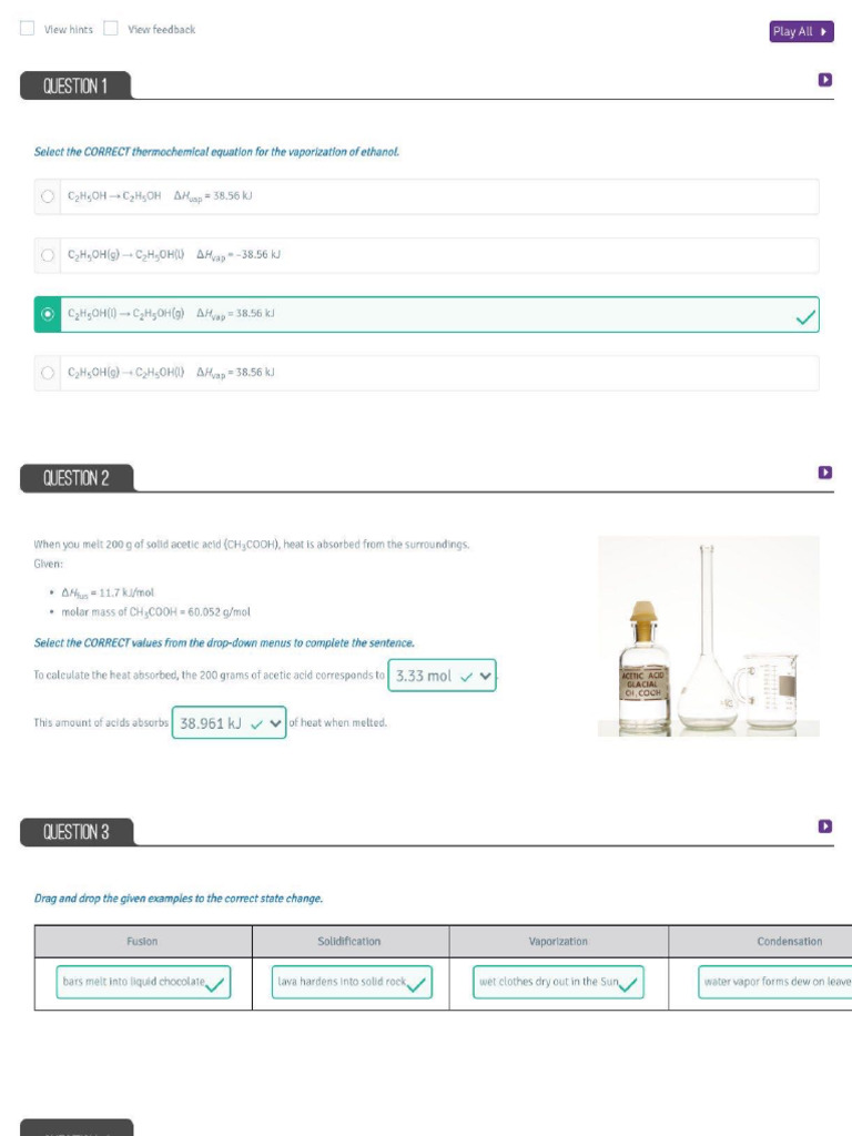 Thermochemical Equations State Changes | PDF