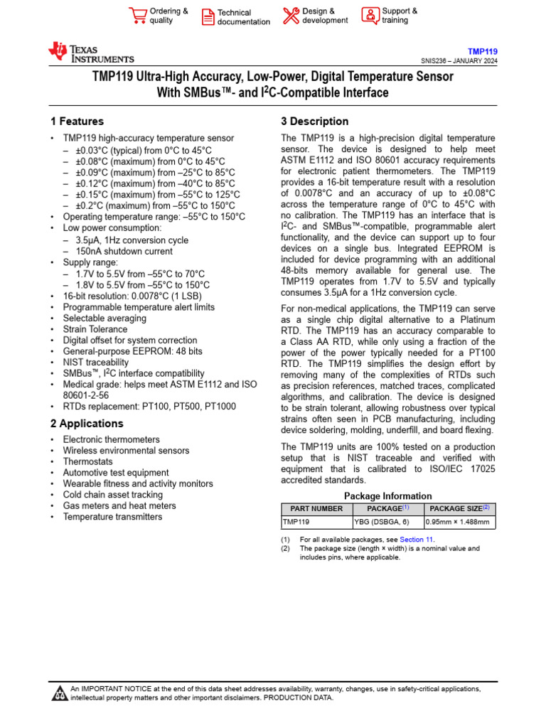tmp119 (온도센서) | PDF