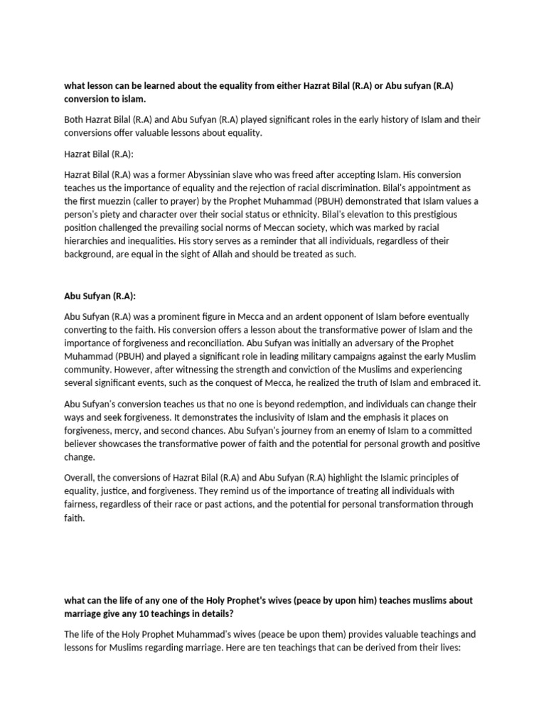 Additional Notes For Islamiat | PDF | Quran | Islam