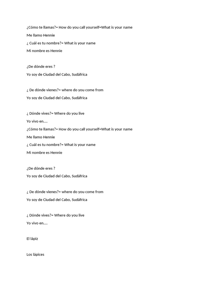 Cómo Te Llamas | PDF