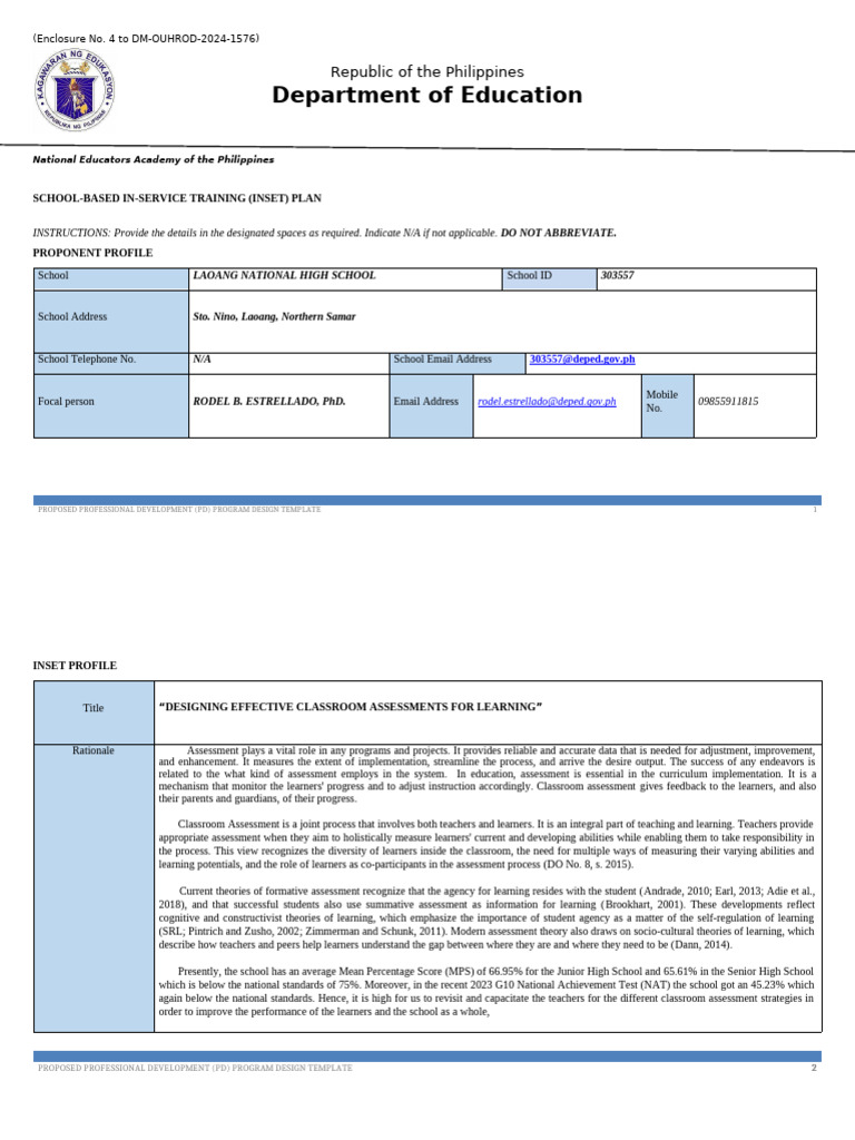 Based-INSET LNHS | PDF | Évolution de carrière | Affaires