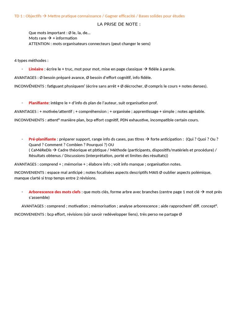 Td1 Prise de Note | PDF