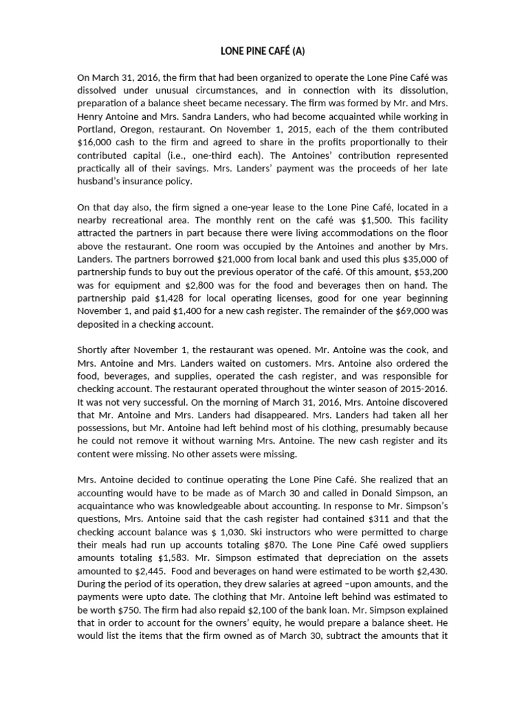 LONE PINE CAFÉ revised_ques | PDF