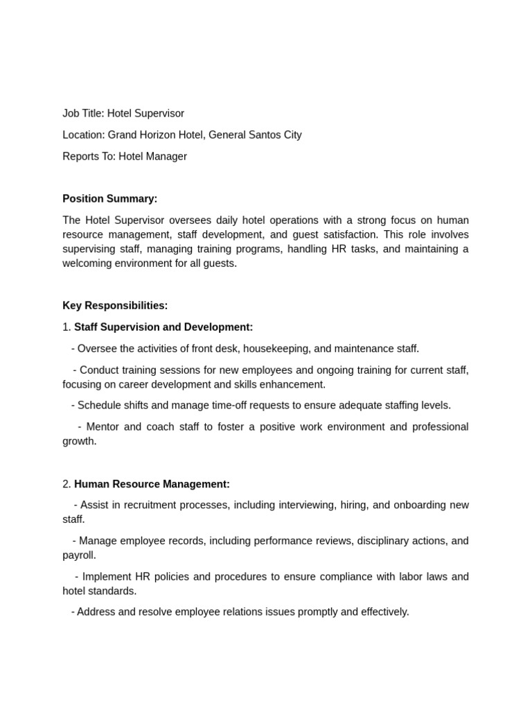 AOM JOB DESCRIPTION | PDF