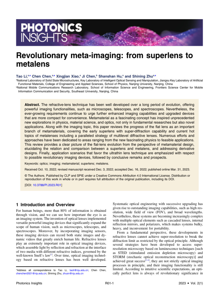 Revolutionary Meta-Imaging From Superlens Metalens | PDF