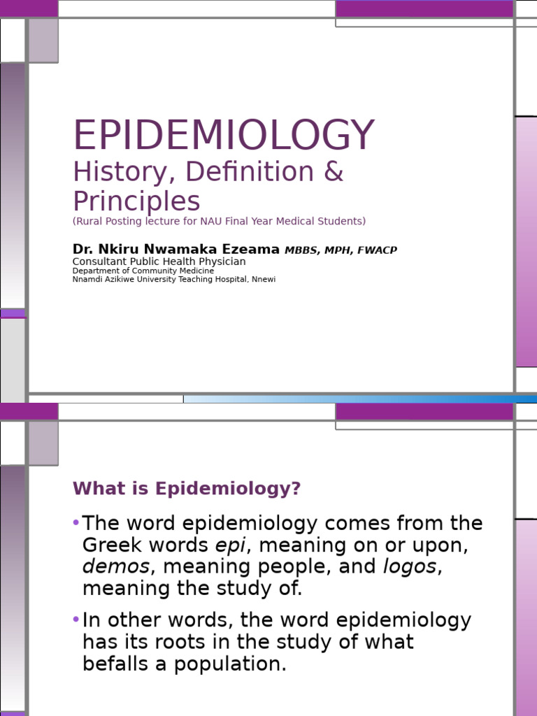 EPIDEMIOLOGY - Definition, History, Principles | PDF