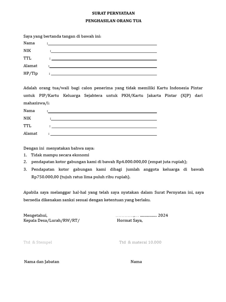 Lampiran Form 7 KIP | PDF