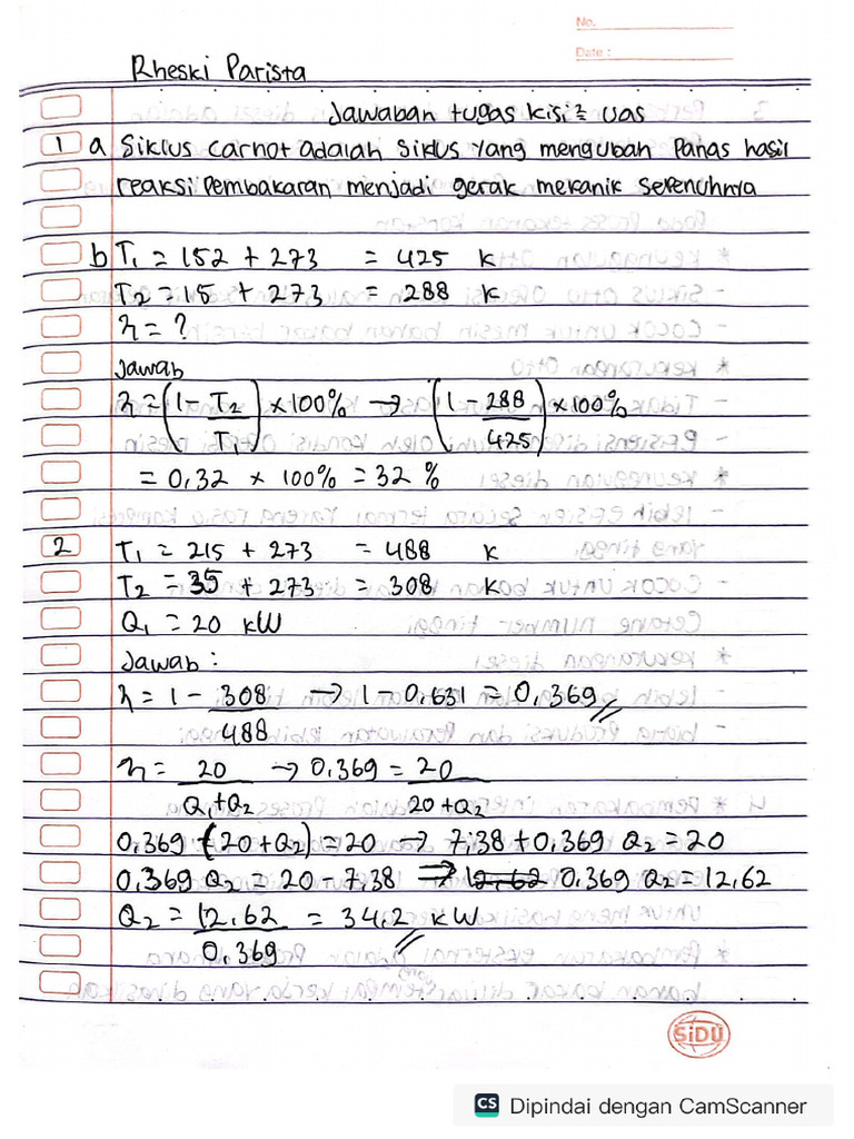 Rheski Parista Thermodinamika Tugas Kisi | PDF