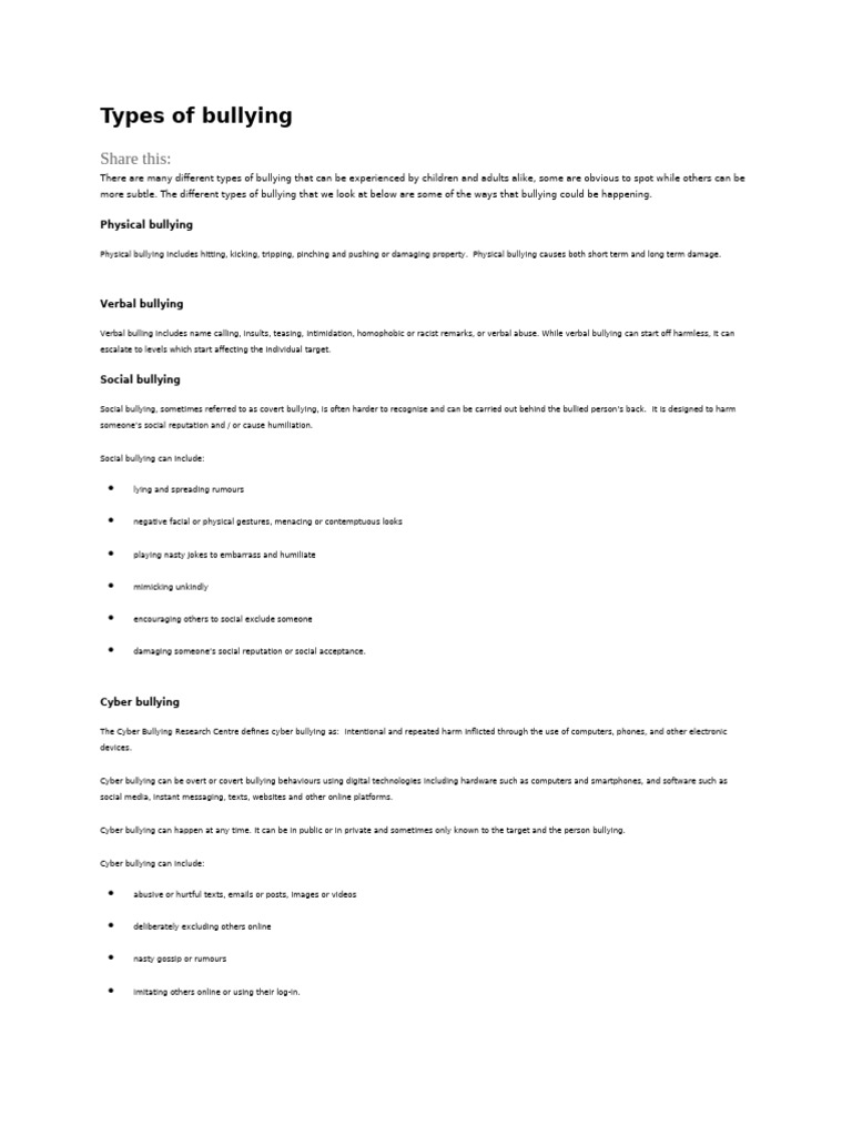 ANTI BULLYING | PDF