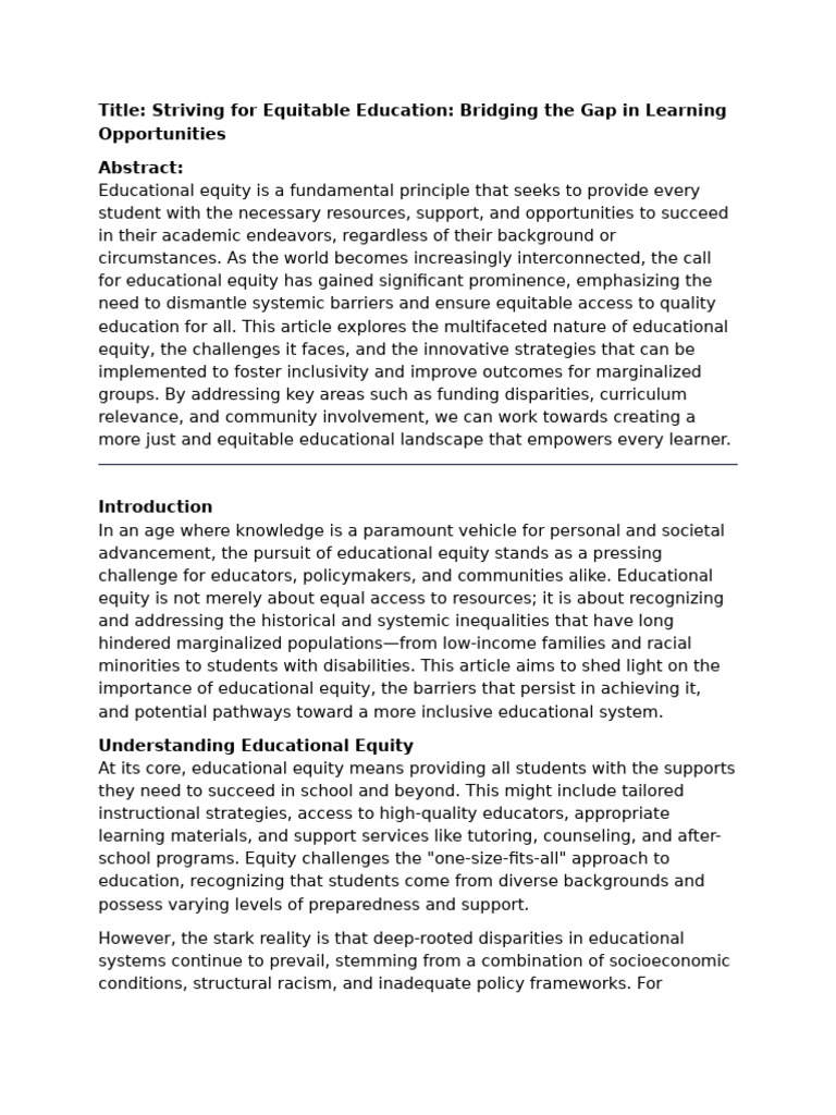 Educational Equality Pdf