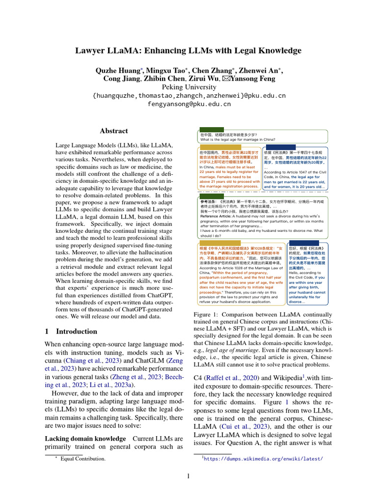 Lawyer LLaMA Enhancing LLMs With Legal Knowledge | PDF
