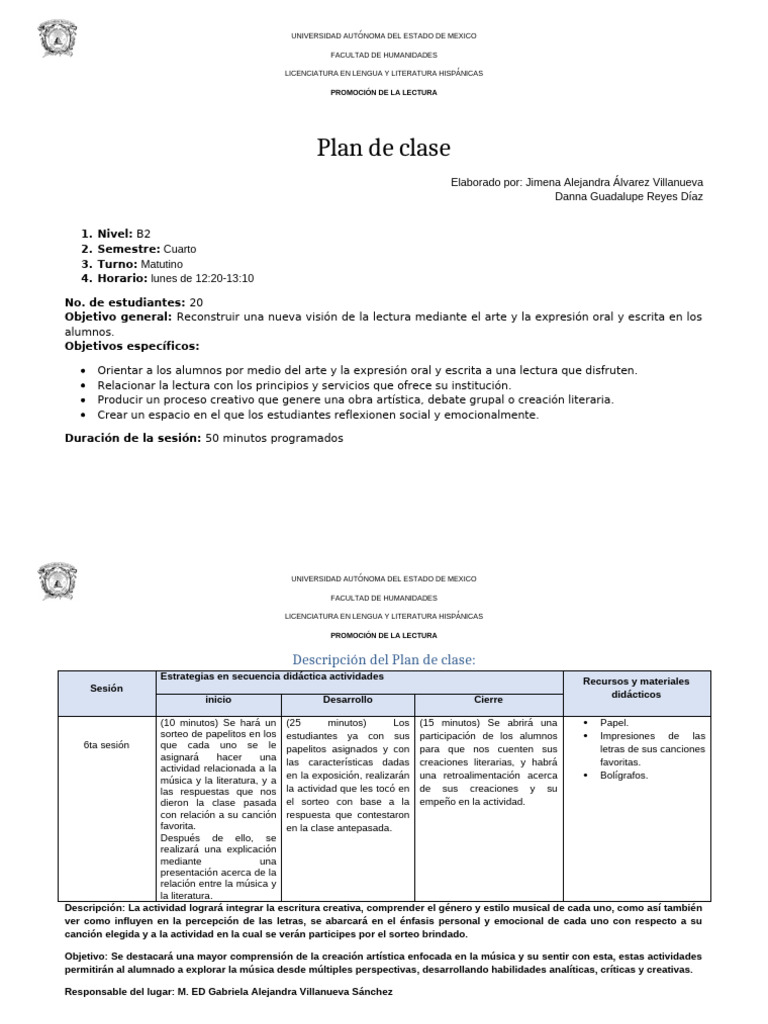 Planeacion Sexta Clase | PDF