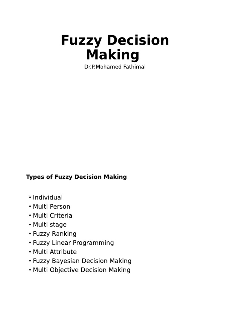 SC- Module 4- Fuzzy Decision Making | PDF
