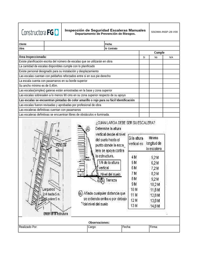 SSOMA-INSP-28-V00 Inspeccion de Seguridad de Escaleras Manuales | PDF