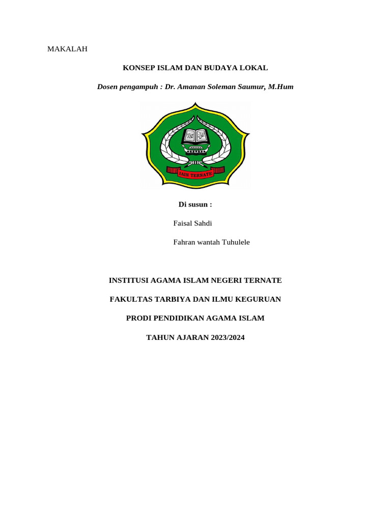 Makalah Islam Dan Budaya Lokal Faisal&farhan | PDF