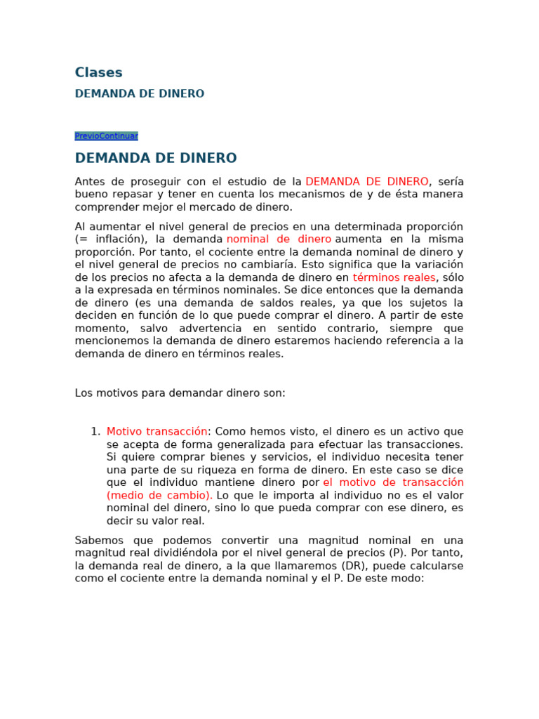 Demanda de Dinero | PDF | La política monetaria | Base monetaria