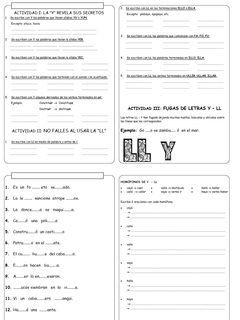76 Ficha - Ref - Com - Uso de La y - LL | PDF