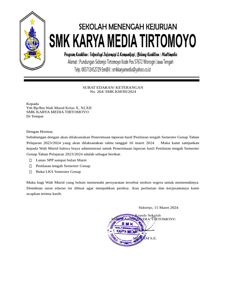 SURAT EDARAN Pts | PDF