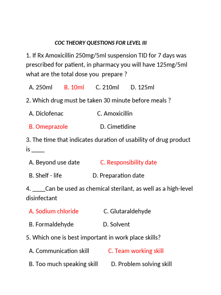 Coc Theory Questions For Level III-1 | PDF