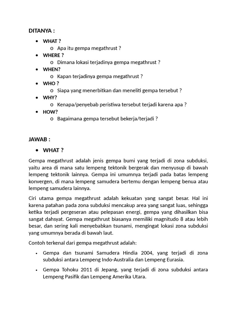 B Indo Artikel Gempa Megathrust | PDF