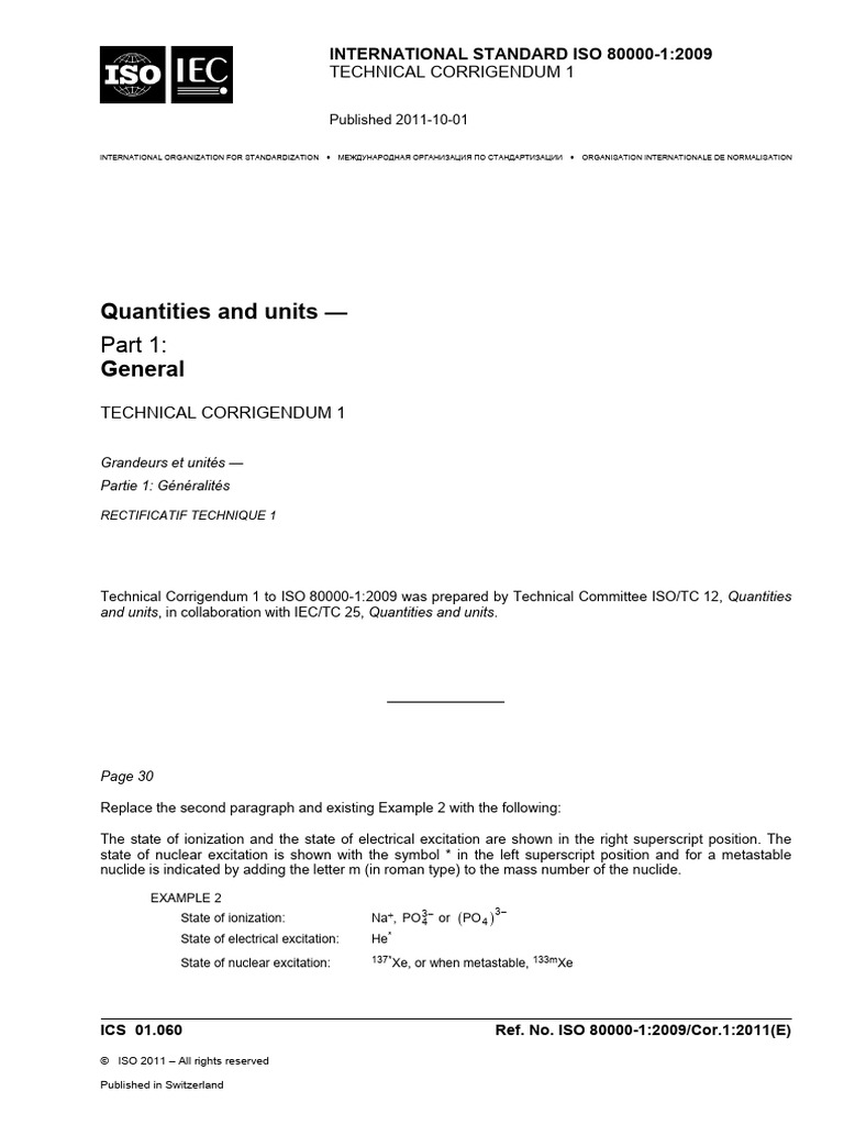 ISO 80000-1 2009 Cor 1 2011 (E) - Character PDF Document | PDF