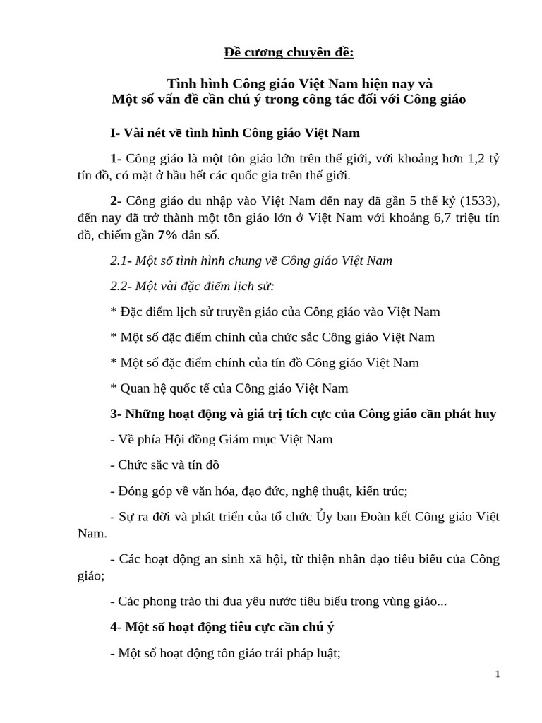7de Cuong Bai Giang Cong Tac Voi Cong Giao Va Tin Lanhnvthanh 1 | PDF